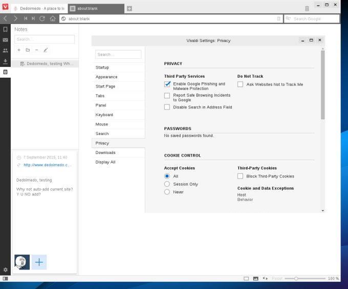 Vivaldi browser - The Four Tabs