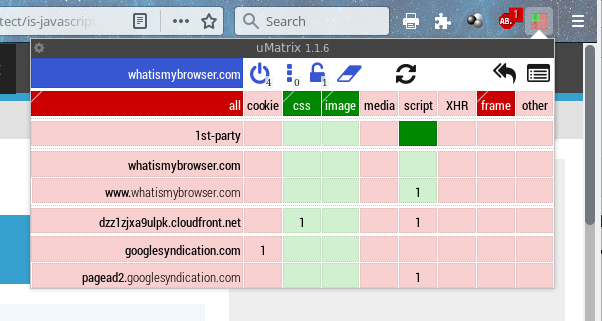 UMatrix extension usage guide
