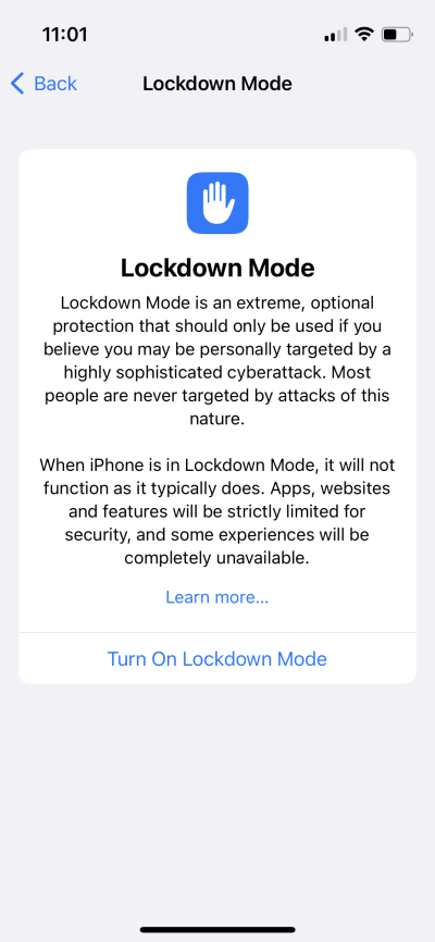 Lockdown Mode in iOS - A fantastic Internet crap reduction tool