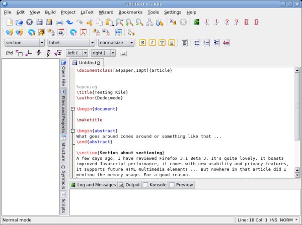 Kile - another successful LaTeX frontend